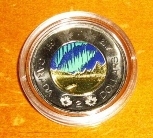 Canada 2017 BU Toonie 🍁 Colored 🍁 $2 Two Dollar Glow In The Dark Color ...