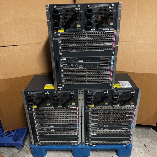 Lot of 3 Cisco Catalyst WS-C4510R+E Switch 18x WS-X4748-UPOE+E 6x WS ...