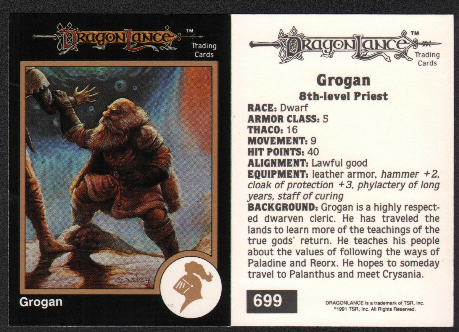 1991 TSR AD&D Gold Border Fantasy RPG Card #699 Dragonlance ~ Jeff ...