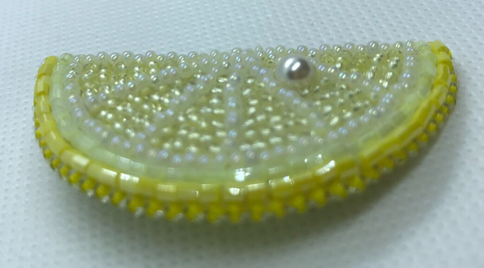 Lemon beaded Embroidered Yellow Cut Half Lime Pin Brooch | eBay