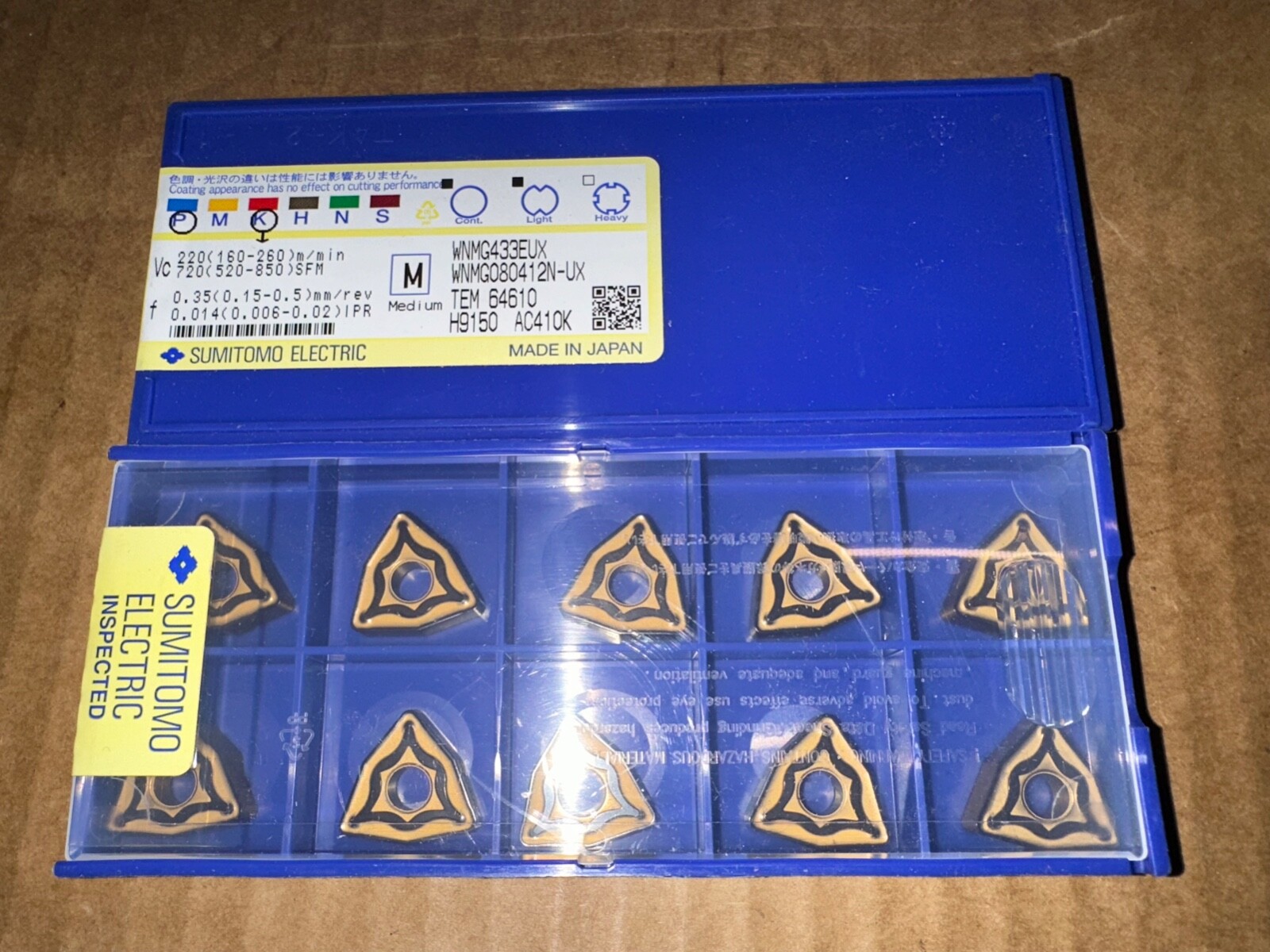 SUMITOMO CARBIDE INSERTS QUANTITY 10 WNMG080412N-UX WNMG433EUZ AC410K ...