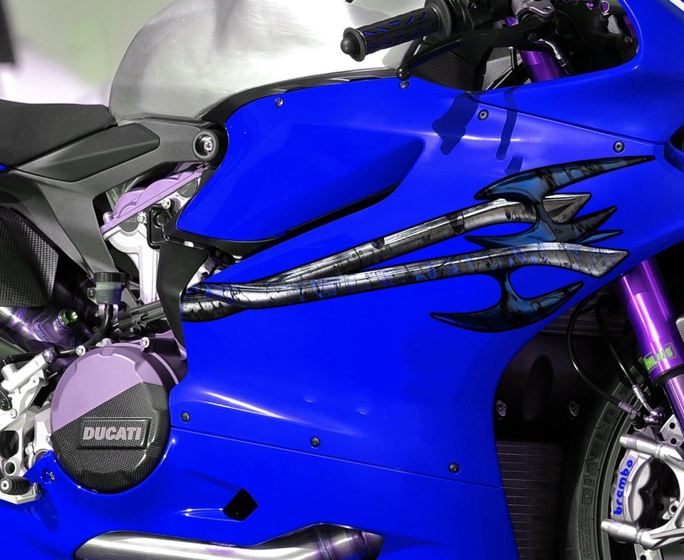 Full color bike side graphics, Tribal motorcycle decals, Tribal vinyl ...