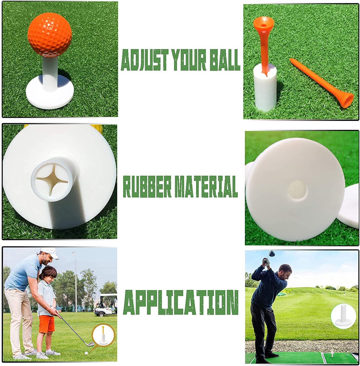 Golf Tees Dura Rubber Tee For Driving Range Practice Mat New 5 Pack 1.5 ...