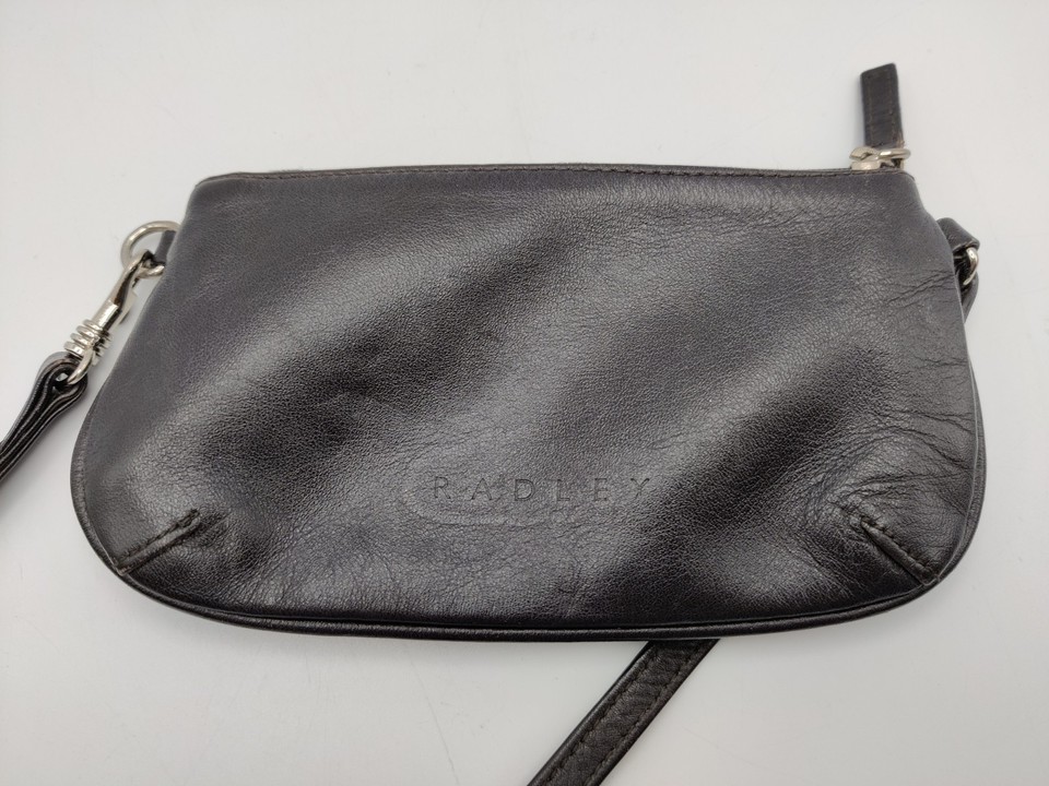 Radley Leather Small Black Radley Dogs Wristlet Purse Bag 18x10cm Size ...