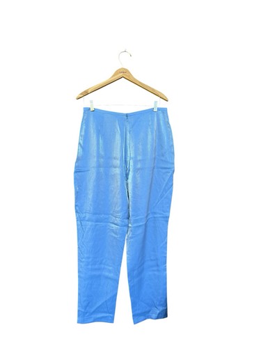 Vintage 90s Women’s Metallic Shiny Baby Blue Rayon Blend High Rise ...