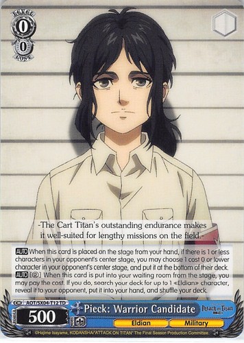 Attack on Titan Trading Card Weiss Schwarz AOT/SX04-T12 TD Pieck Finger ...