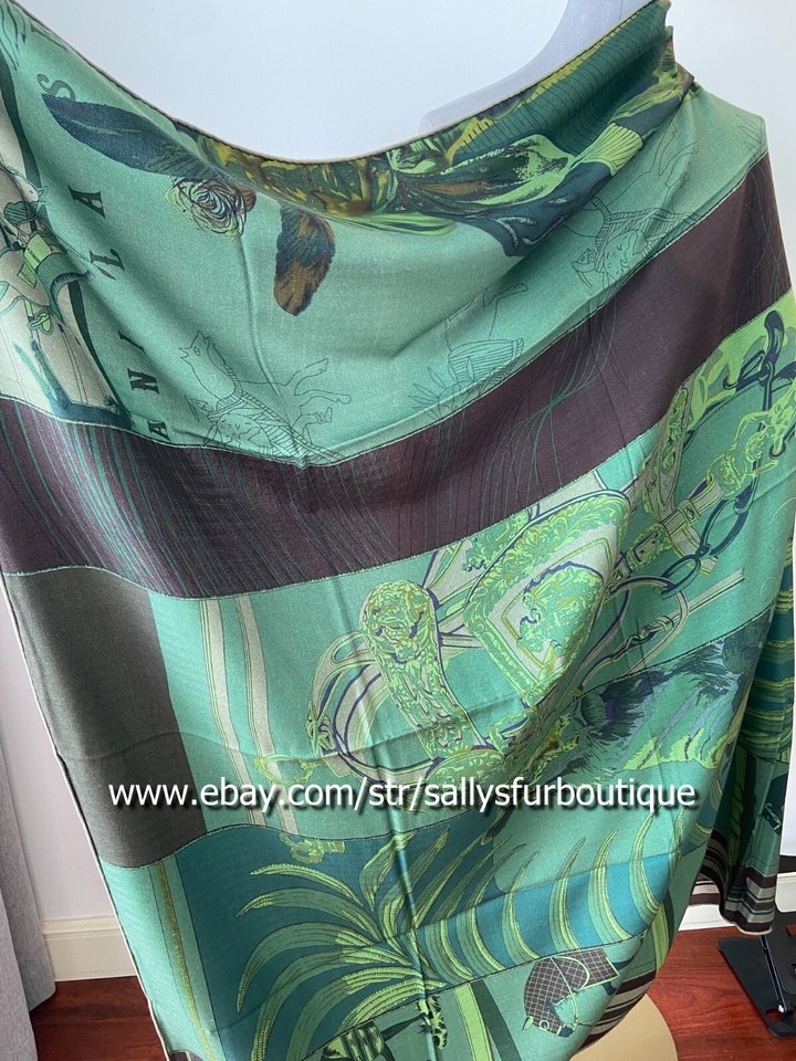 Sallys 70% Cashmere & 30% Silk Wrap Scarf Indian Print Double Face ...
