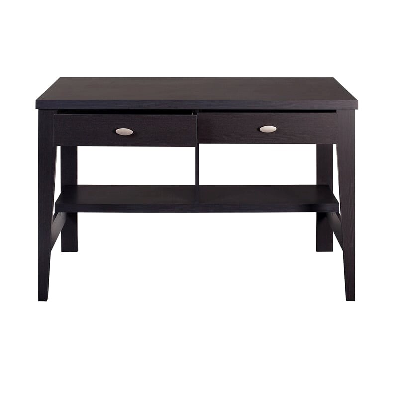 Atlin Designs 2-Drawer Engineered Wood Desk with Lower Shelves in Dark ...