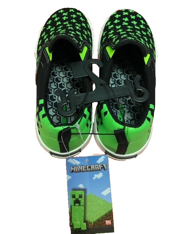 Minecraft Big Boys SIZE 6 Canvas Slip-on Sneakers COLOR black, green ...