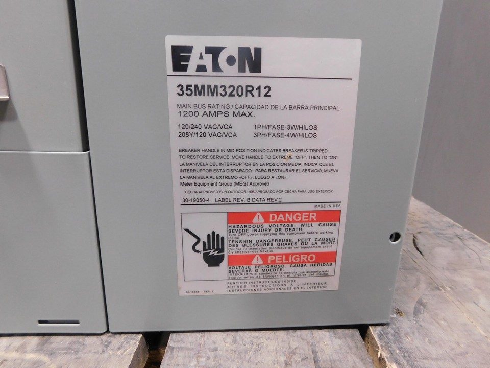 Eaton 3-Gang Commercial Meter Stack 1200/225 Amp 3ph/1ph Ringless ...