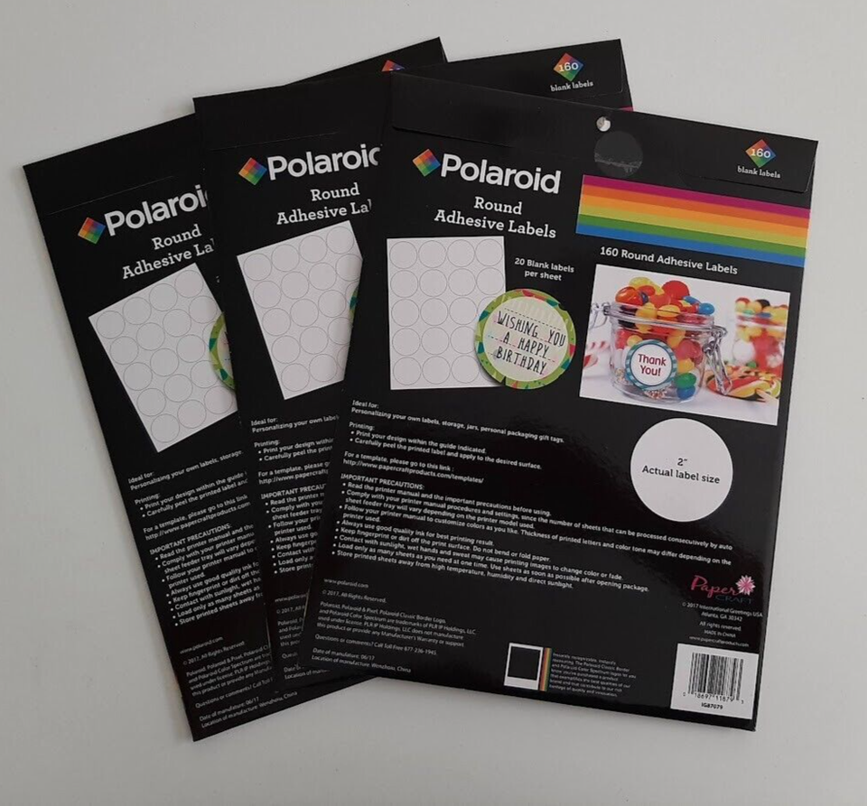 3 packs of Polaroid Blank round Labels 480 tl Decorative Adhesive ...