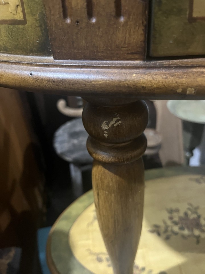 2 Tier Oval Bombay style Accent Table With One Drawer Some Scratches As ...