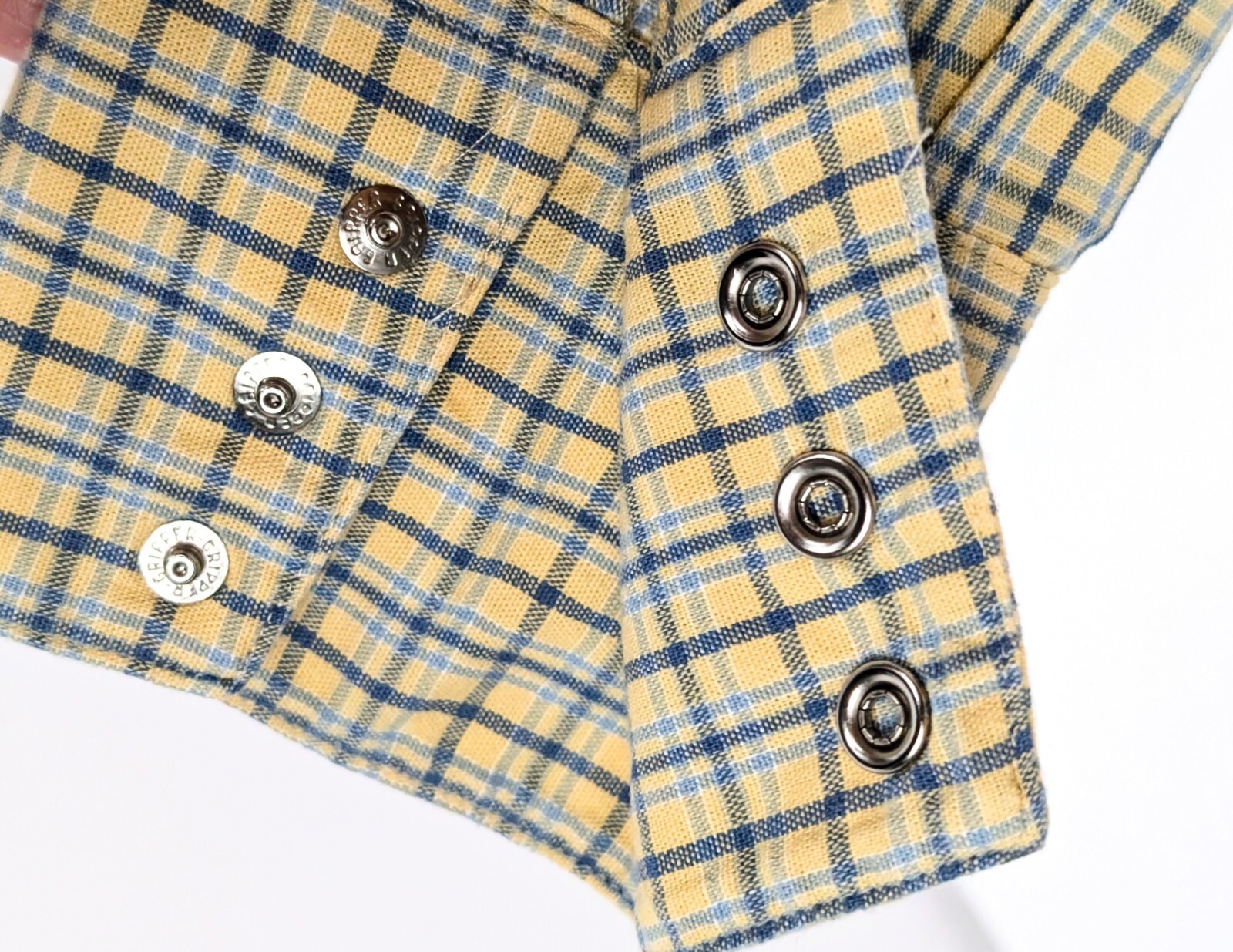 VTG Tru West Rockmount Ranch Wear Yellow Blue Plaid Diamond Snaps 6453 ...