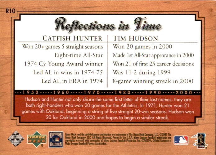 2001 Upper Deck Legends Reflections in Time Tim Hudson / Catfish Hunter #R10 | eBay