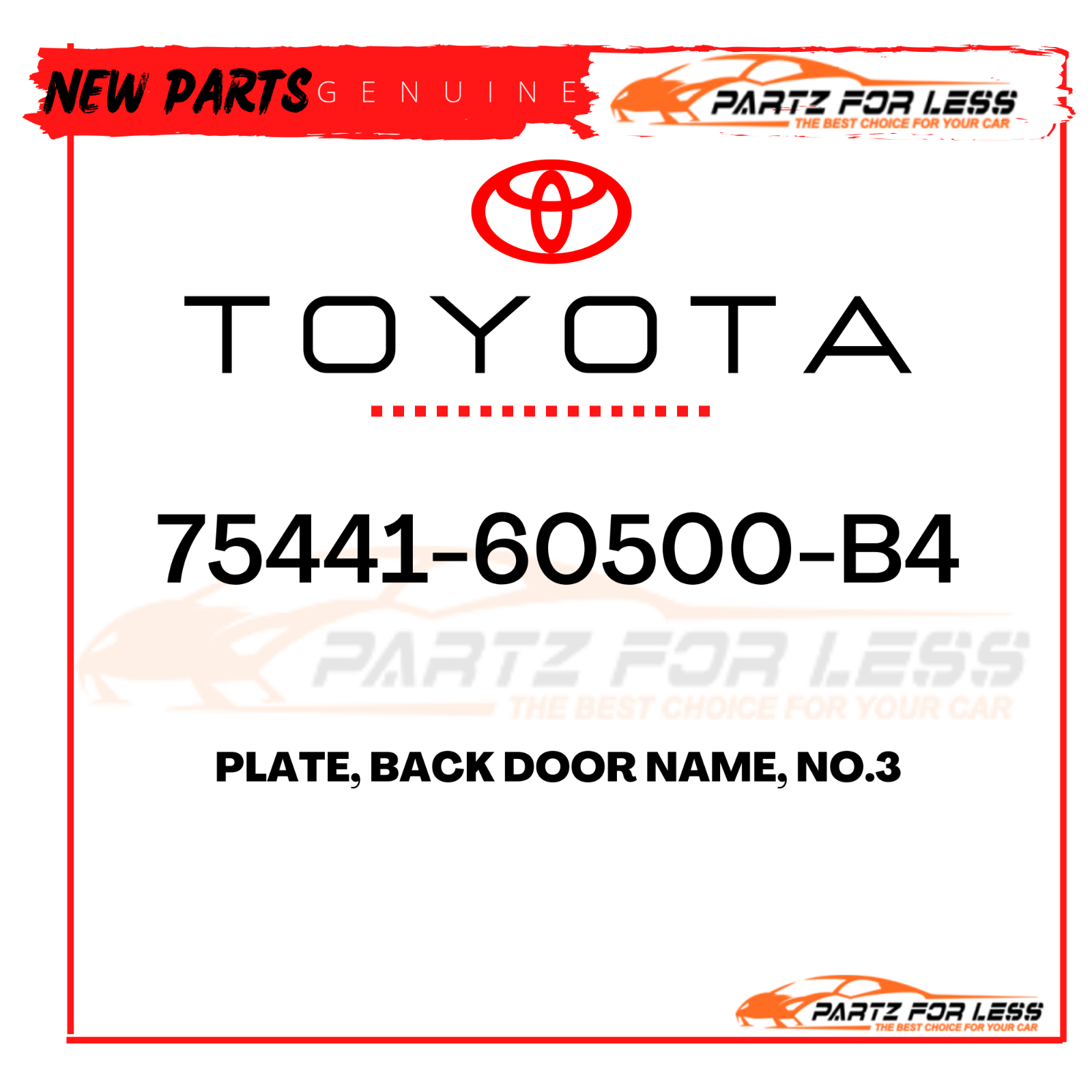 75441-60500-B4 TOYOTA GENUINE Land Cruiser PLATE, BACK DOOR NAME, NO.3 ...