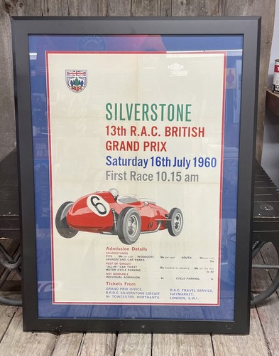 Vintage 1960s Framed Silverstone 13th RAC British Grand Prix ...