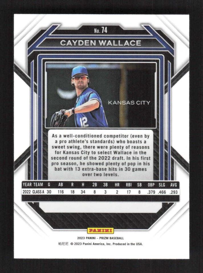 Cayden Wallace 2023 Panini Prizm Baseball Kansas City Royals #74 | eBay