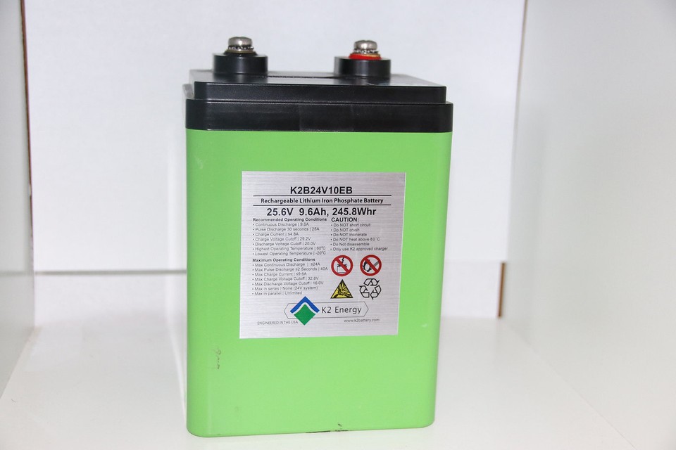 K2 Energy Universal 24V 10Ah Lithium Iron Phosphate LiFePO4 Battery ...