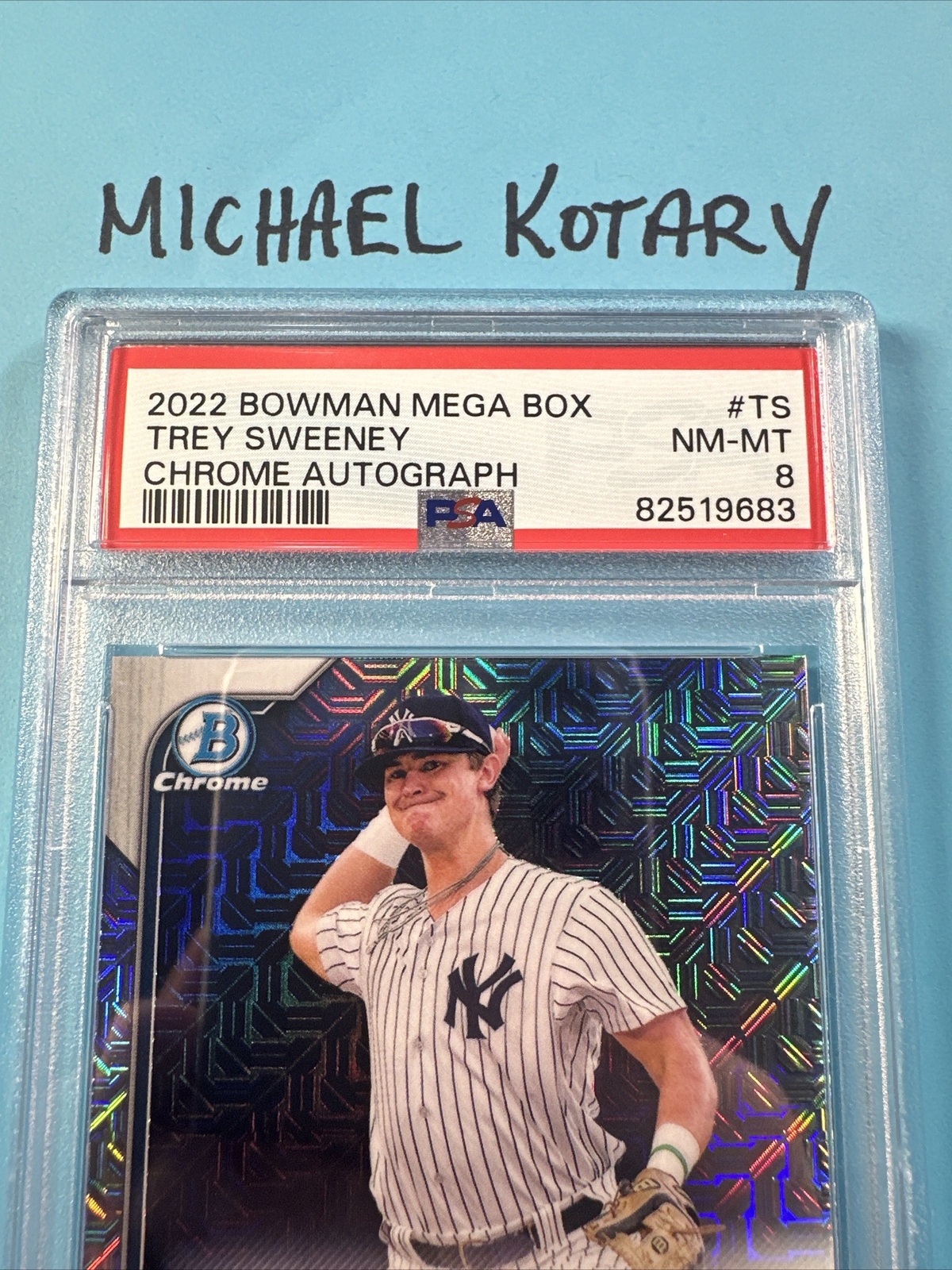 TREY SWEENEY 2022 BOWMAN CHROME AUTO MOJO MEGA BOX PSA 8 Yankees Bma-ts ...