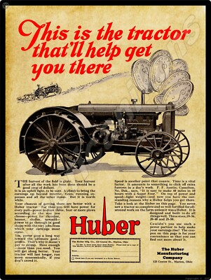 Huber Super Four Tractor NEW Metal Sign - 24"x30" USA STEEL XL Size 7 ...
