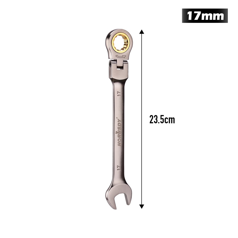 Flex Head Ratcheting Wrench 6-32mm Spanner 72-tooth 180 Degree Pivoting ...