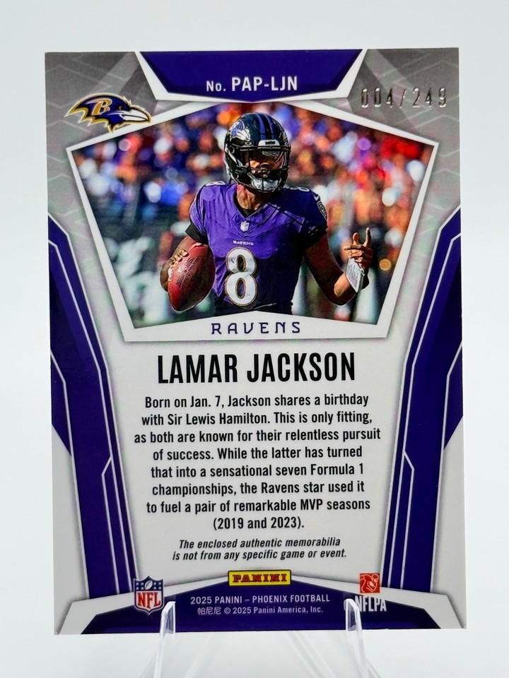 2025 Panini Phoenix Football Lamar Jackson Pandora Patch Red 004/249 ...
