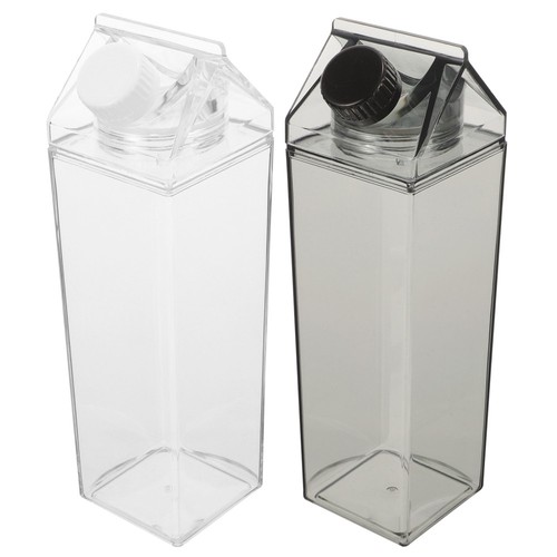 2 Pcs Milk Bottle Travel Container Small Cartons Leakproof Square ...