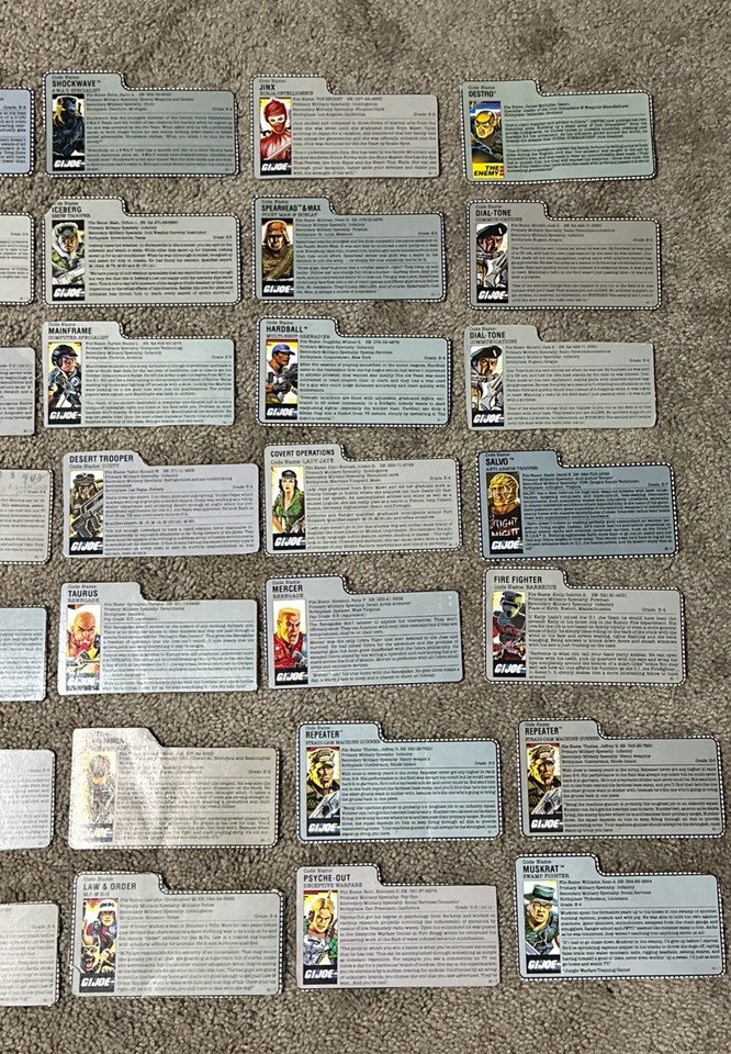 GI Joe Lot (48) Cards All Vintage 1980's Filecards Super Trooper Flint ...