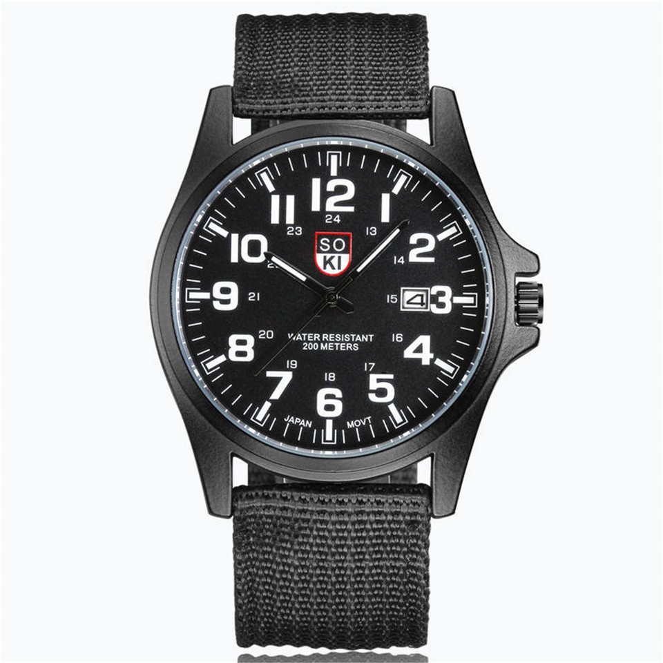 Military Army Mens Date Canvas Strap Analog Quartz Sport Wrist Watch ...