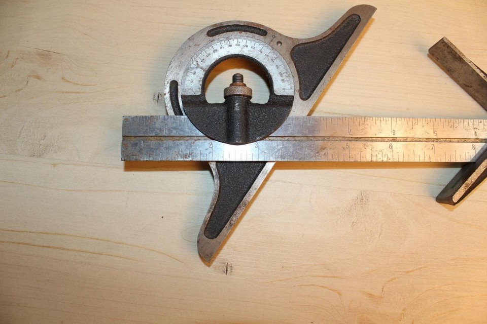 Vintage Craftsman Machinist Combination Square Set Cast Iron Protractor ...