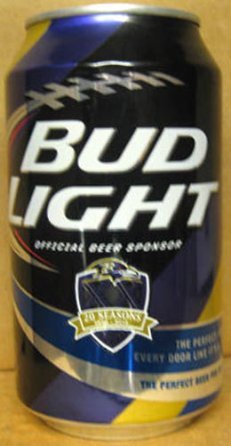 BUD LIGHT BALTIMORE RAVENS 20 SEASONS 1996-2015 Beer CAN, BUDWEISER ...