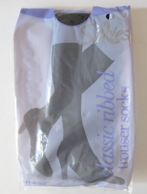 SILKIES Classic Ribbed Vintage Trouser Socks, 921029 Regular, BLACK, 2 ...