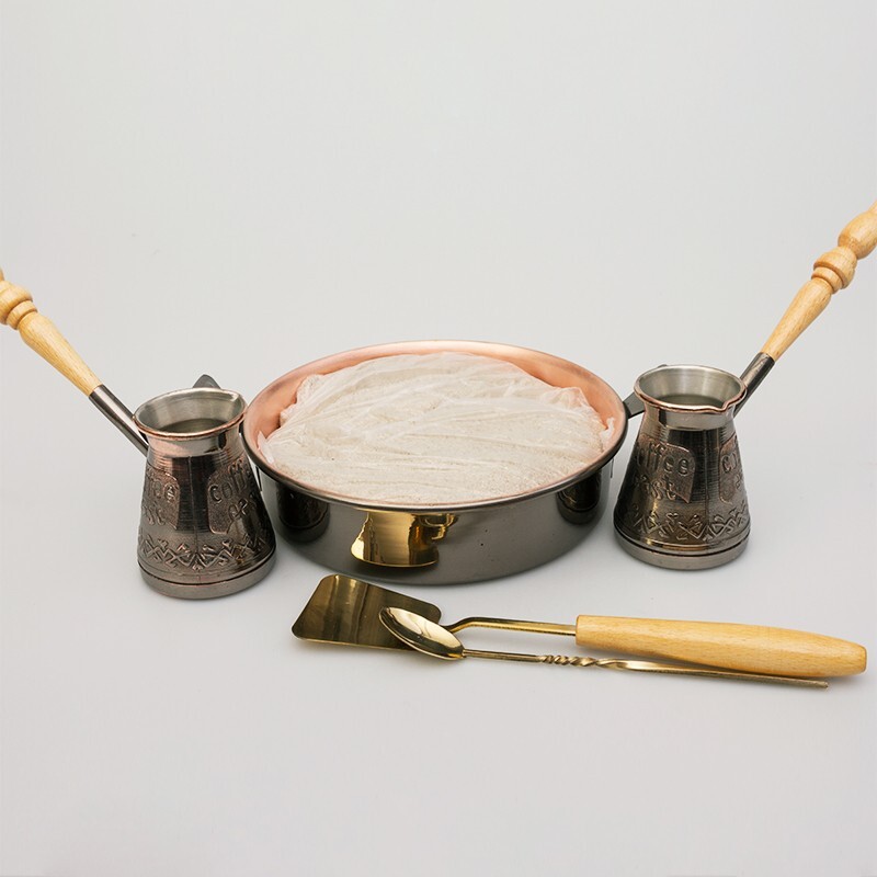 Sand Coffee Set of 2 Cezves Hand Hammered Copper Turkas Turkish Coffee ...