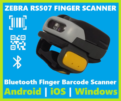 Zebra RS507 Rugged Wireless Bluetooth Finger Barcode Scanner 2D/1D/QR ...