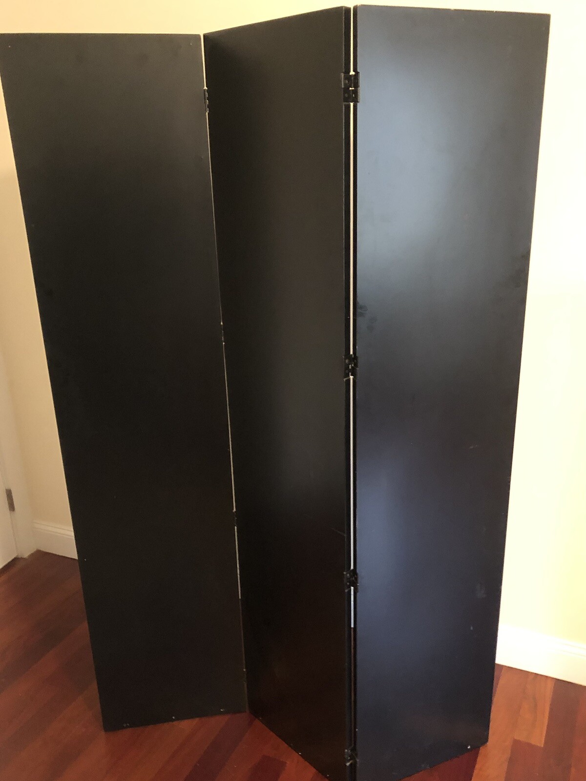 Room Divider 1 Side MIRROR 3 Panel Screen Wood Comp BLACK Folding ...