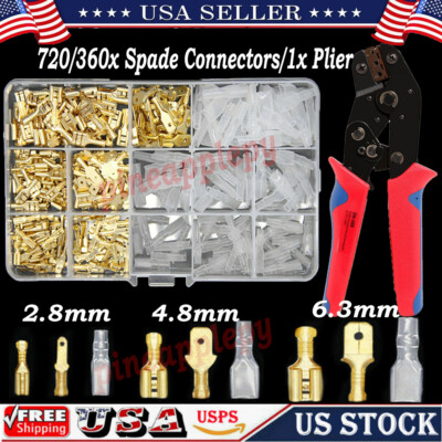 720/360Pcs Male Female Spade Wire Connector Crimp Terminal Kit Car ...