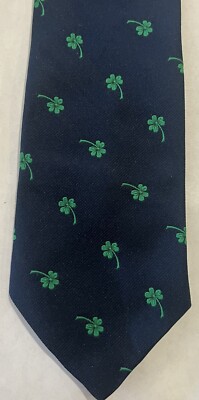 Cape Cod Neckwear Shamrocks Clovers Irish St. Patrick Navy VTG Silk Tie ...
