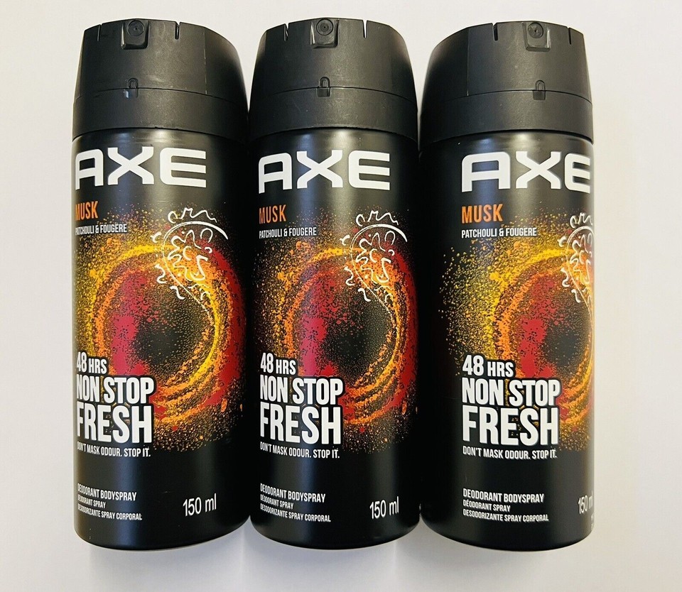 3 x Axe ( Lynx) Deodorant Body Spray 150ml Marine Musk Africa Peace ...
