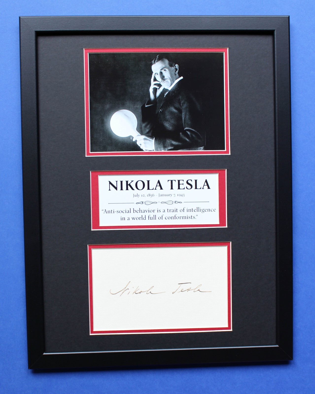 NIKOLA TESLA AUTOGRAPH framed masterly display Electrical Genius | eBay