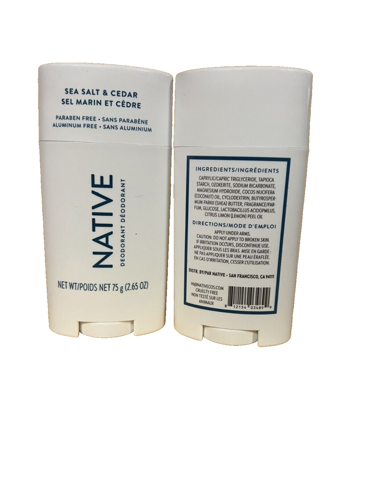 Native Deodorant-Sea Salt & Cedar Aluminum Free 2.65 oz Qty 2 | eBay