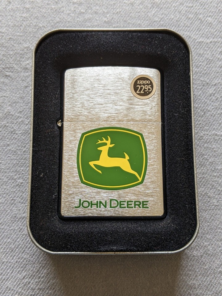 2004 JOHN DEERE LOGO BRUSHED CHROME ZIPPO LIGHTER MIB RARE | eBay