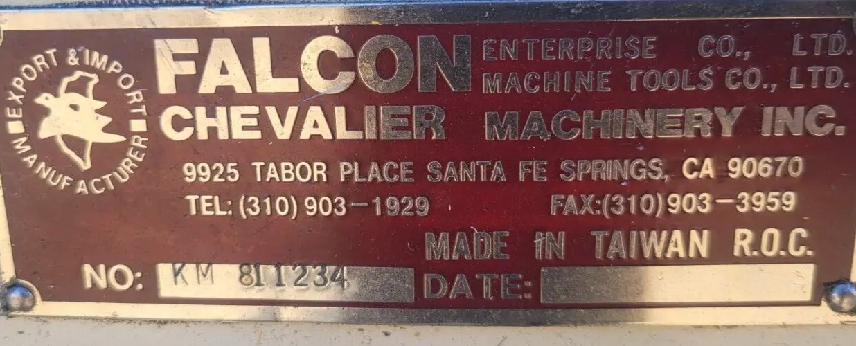 Chevalier Falcon #FM-3VK Vertical Knee Mill 3 Hp, DRO, 10" x 50" Table ...