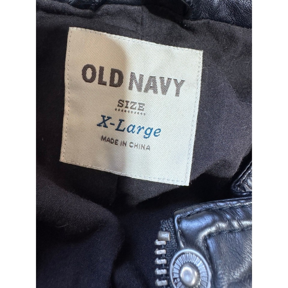 Old Navy Faux Leather Moto Bomber Jacket Zip Front Snap Collar Black ...