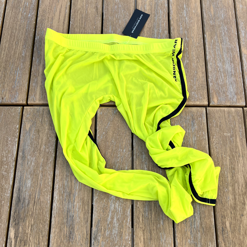 N2N Bodywear Men neon yellow Hero X sheer tights runner activewear size ...