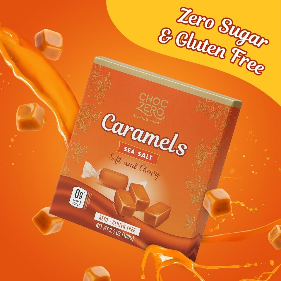 ChocZero Sugar Free Caramels Keto Candy All Natural, Low Carb Snack 3 ...