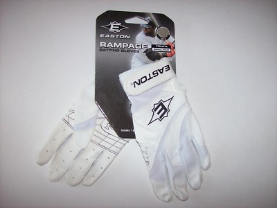 Easton Batting Gloves Rampage Jr Youth Small One Pair Baseball White ...