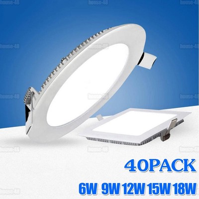 6W 9W 12W 15W 18W LED Recessed Ceiling Panel Down Lights Bulb Slim Lamp ...