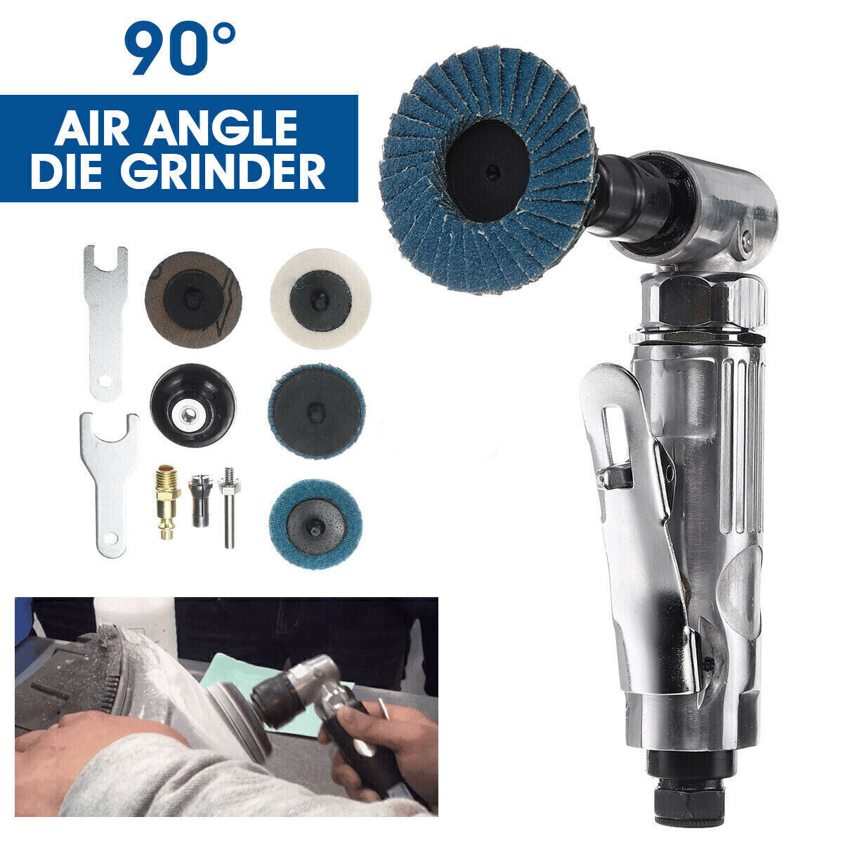 90 Degree Air Angle Die Grinder -1/4" Mini Pneumatic Polishing Carving ...