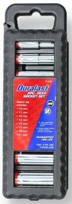 Duralast 8 pc 3/8'' METRIC DEEP SOCKET SET 10-21MM w/Carrying Case SAE ...