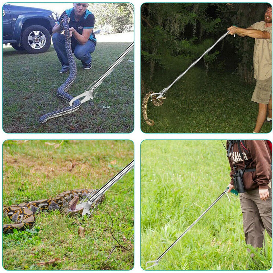 47” Snake Tongs Reptile Catcher Grabber Heavy Duty Wide Jaw Handling ...